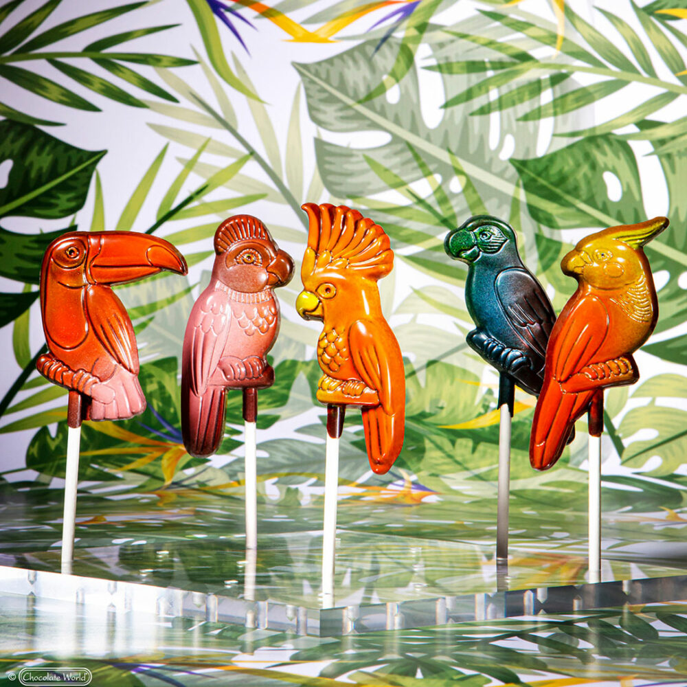 Chocolate Mould -Lollipop Tropical Birds | Chocolat-Chocolat Inc.