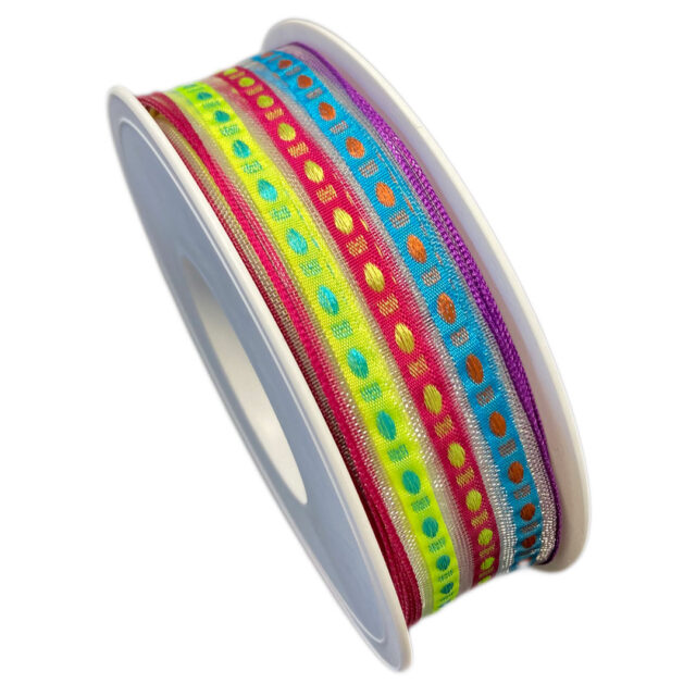 Lined ribbon with small dots (1in) | Chocolat-Chocolat Inc.