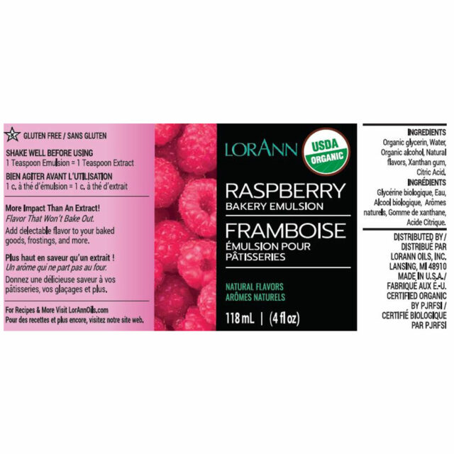 ORGANIC RASPBERRY EMULSION (4oz.) | Chocolat-Chocolat Inc.