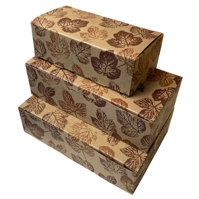 Kraft Rectangular Boxes, Leafs (1-1/2 lb) | Chocolat-Chocolat Inc.