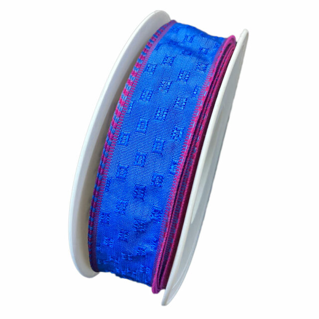 Ribbon, Blue with Woven patterns (1in) | Chocolat-Chocolat Inc.