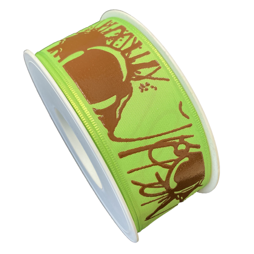 Green and Brown RIBBON - Chocolate Drizzle (1.6in) | Chocolat-Chocolat Inc.