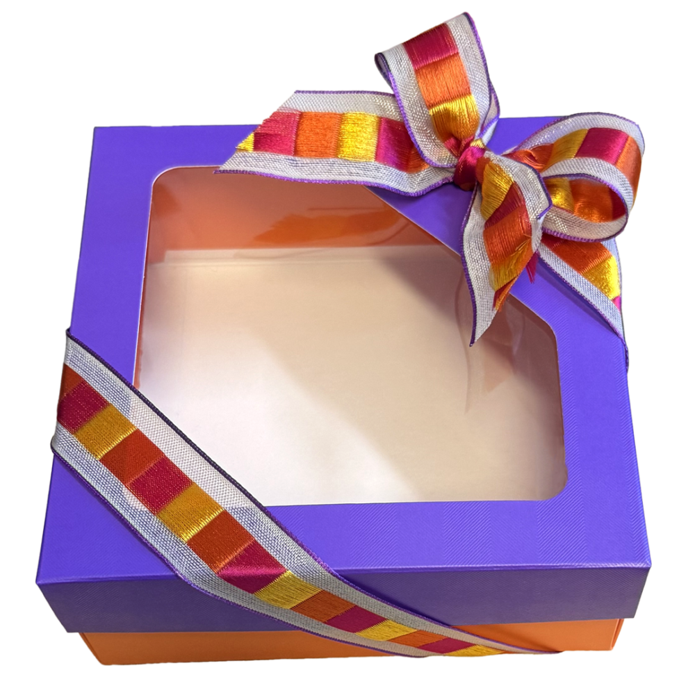 Boite à Biscuits – Fiesta- Mauve et Orange (petit) | Chocolat-Chocolat Inc.